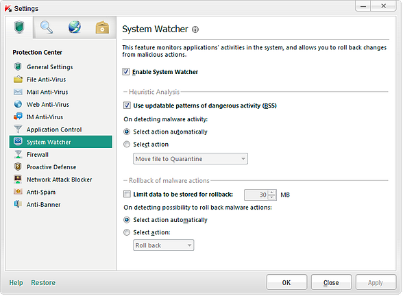 Additional Features of Kaspersky Lab System Watcher | Nota Bene: Eugene ...